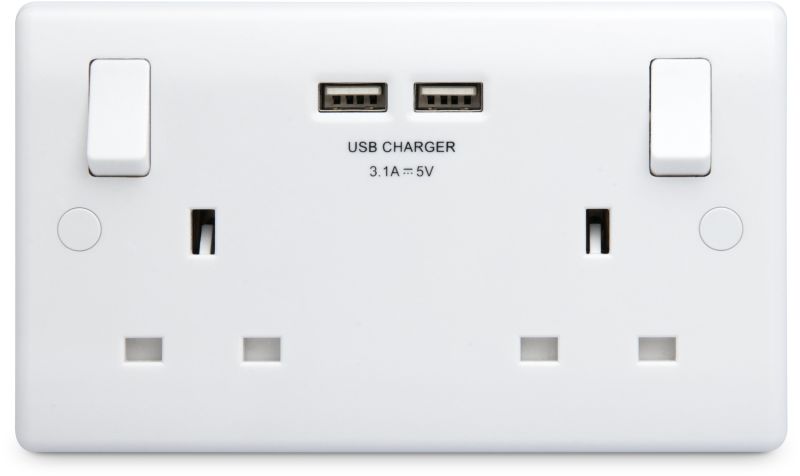 13A Switched Socket With USB - Timbermills