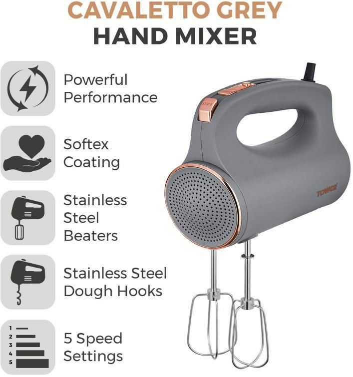 Tower Hand Mixer 300w Grey - Timbermills