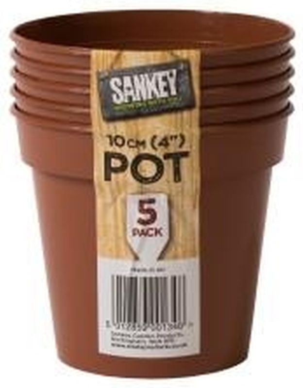 Sankey 4" 100mm Plastic Flower Pot (5) Terracotta - Timbermills
